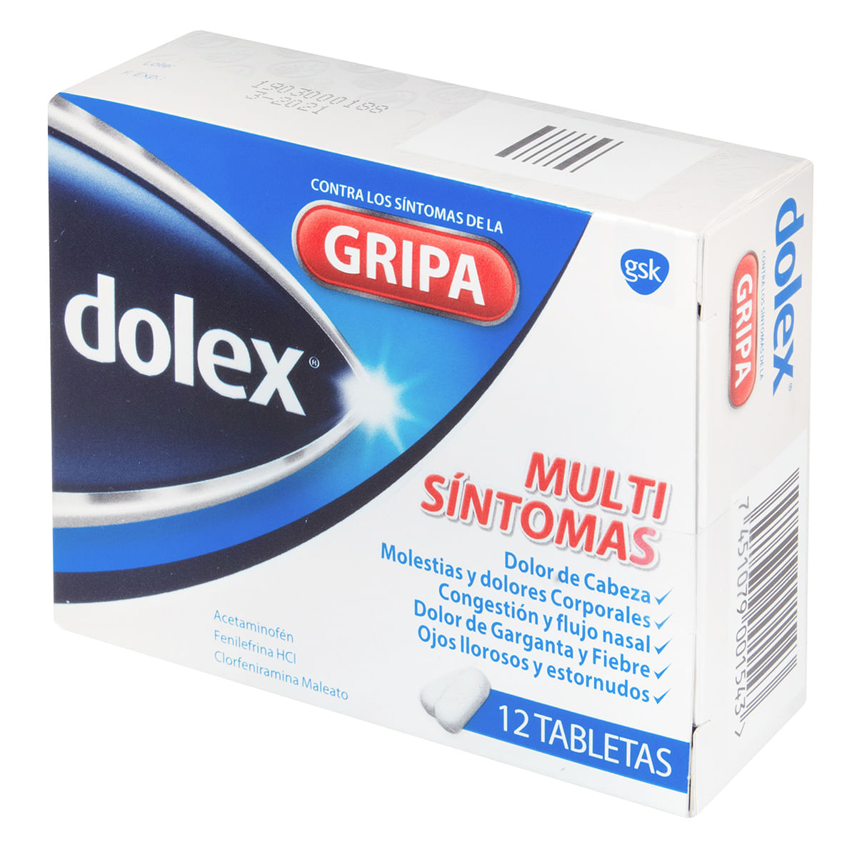 Dolex Gripa GSK Caja x 12 Tabletas - Farmaexpress