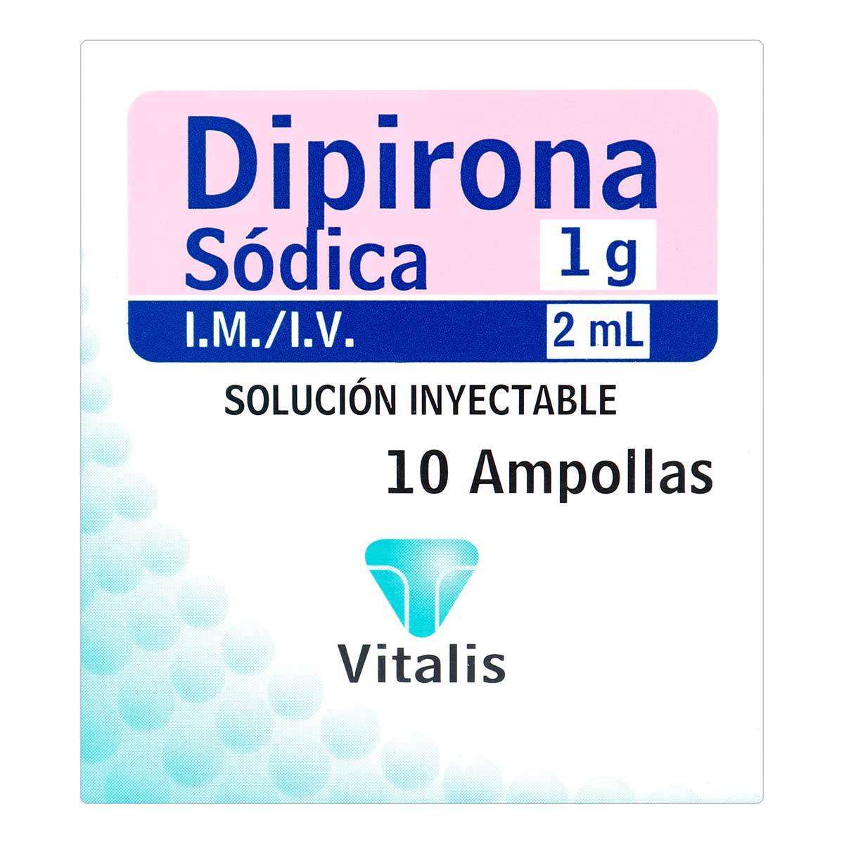 Solución Inyectable Dipirona Sódica Vitalis 1 G / 2 Ml Caja X 10 ...
