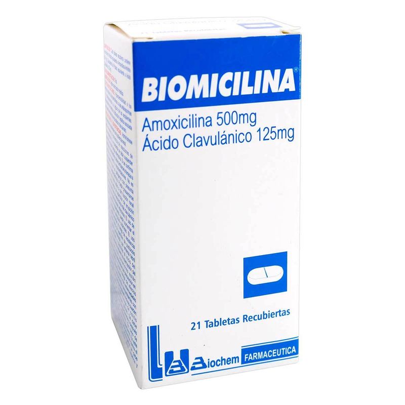 Biomicilina 500 Mg/125 Mg Biochem Caja X 21 Tabletas Recubiertas ...
