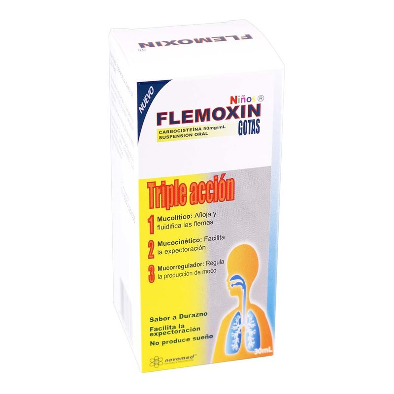 Suspensión Flemoxin 50 Mg/Ml Novamed Niños Durazno Frasco X 30 Ml ...