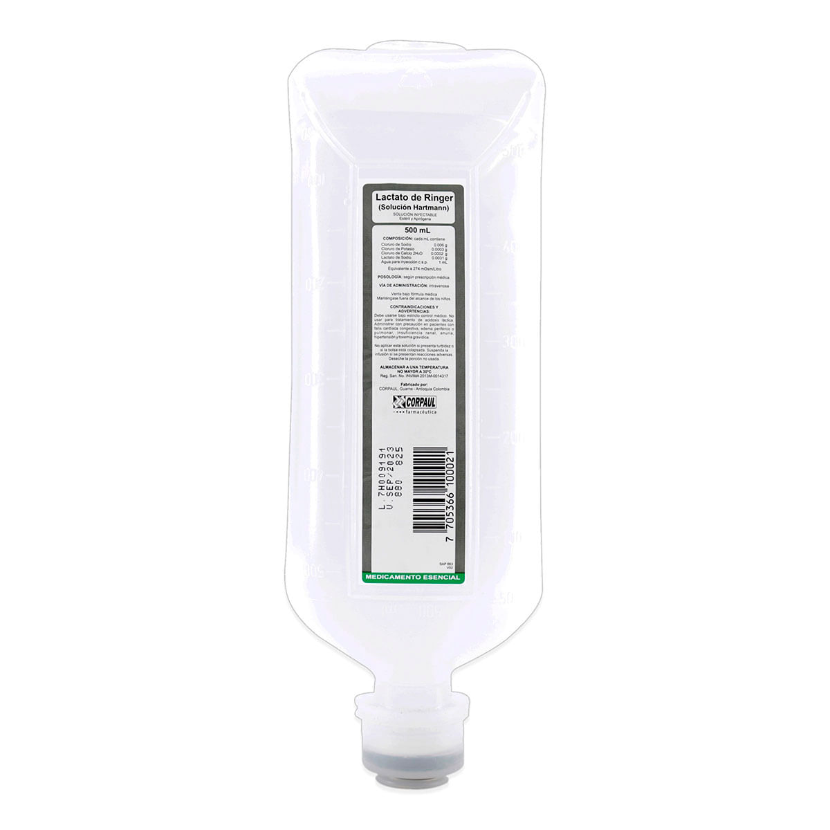 Solución Lactato De Ringer Corpaul Frasco X 500 Ml. - Farmaexpress