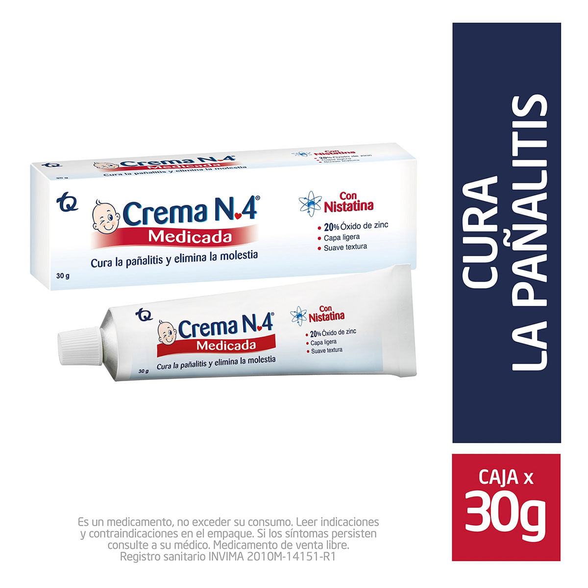 Crema No 4 Medicada Pañalitis Con Nistatina Y Óxido De Zinc Tubo X 30 G ...