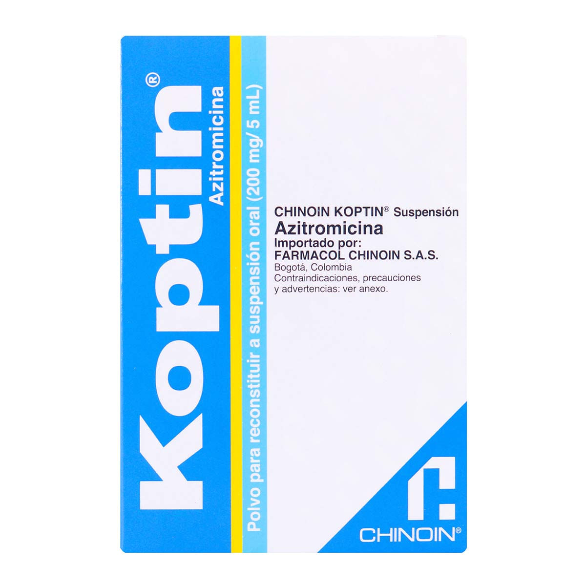 Suspensión Oral Azitromicina 200 Mg/5 Ml Chinoin Koptin Polvo Frasco X ...