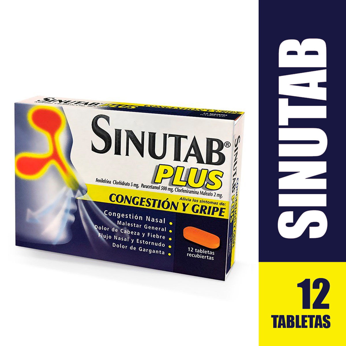 Sinutab Plus Caja x 12 Tabletas Recubiertas - Farmaexpress