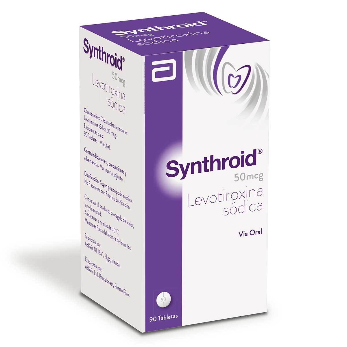Synthroid 50 Mcg Abbott Frasco X 90 Tabletas. - Farmaexpress