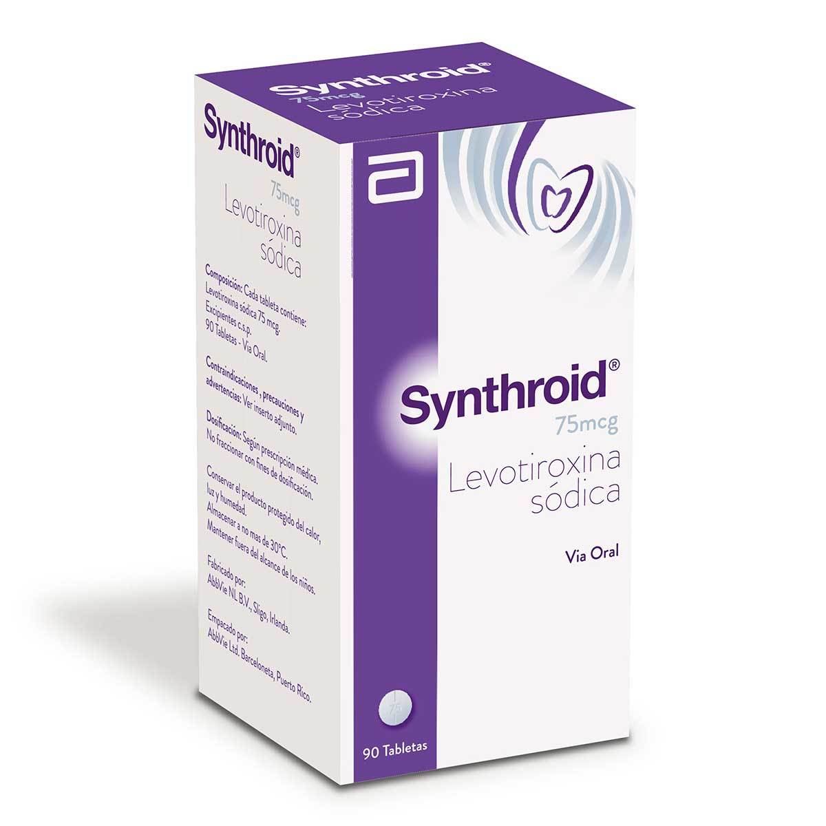 Synthroid 75 Mcg Abbott Frasco X 90 Tabletas. - Farmaexpress