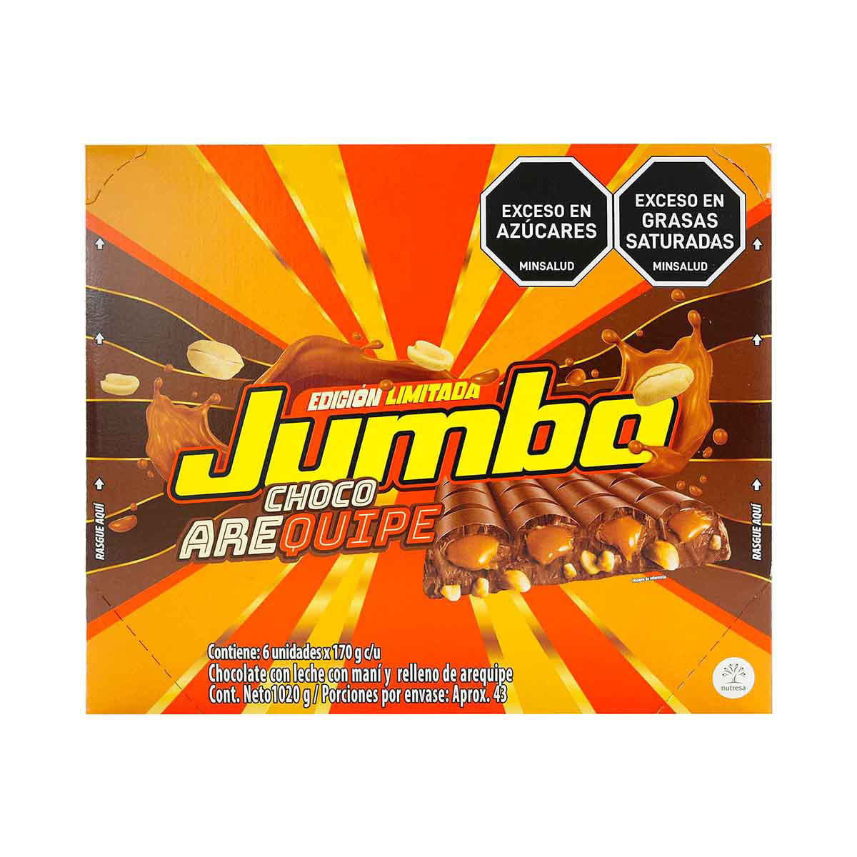 Chocolatina Jumbo Choco Arequipe Caja x 6 uds - Farmaexpress
