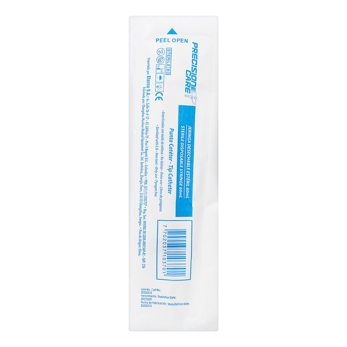 Jeringa Desechable Estéril Punta Catéter Precision Care Empaque x 60 mL ...