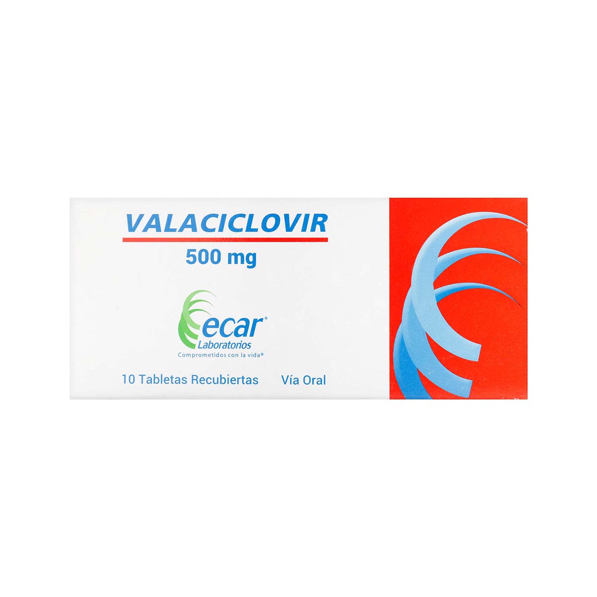 Valaciclovir 500 mg Ecar Caja x 10 Tabletas Recubiertas - Farmaexpress