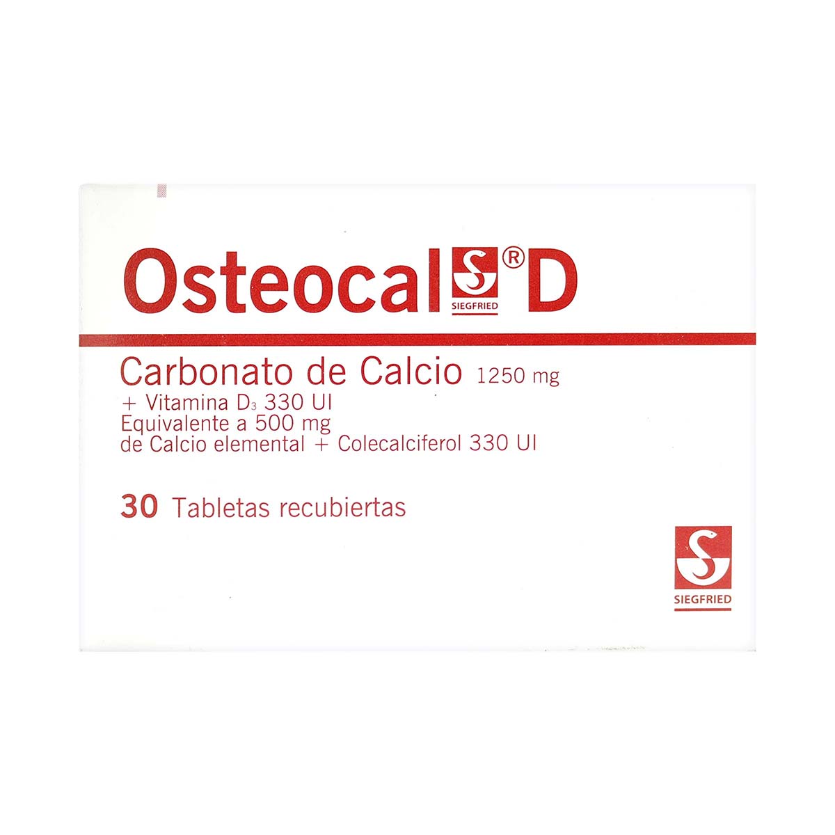 Carbonato de Calcio 1250 mg / Vitamina D3 330 UI Osteocal D Caja x 30 ...